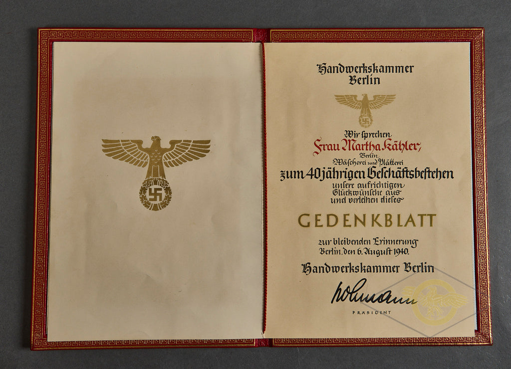 1940 40-Year Service Award Letter and Cased Document – The Ruptured ...