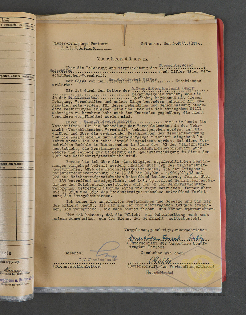 Large Army Document Grouping for Panther Tank Crew Member – The ...