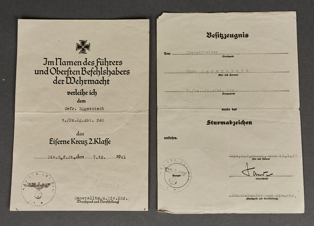 Seven Document Grouping for Member of Panzer Jäger Unit – The Ruptured Duck, LLC