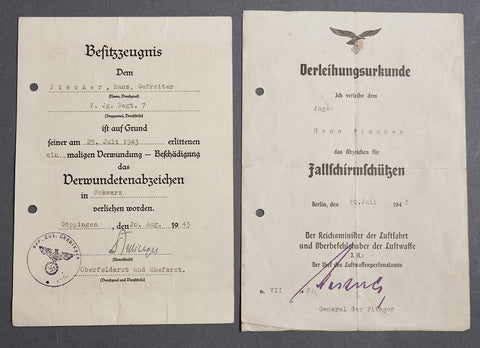 Interesting Photo and Document Grouping for Luftwaffe FJR6 Paratrooper ...