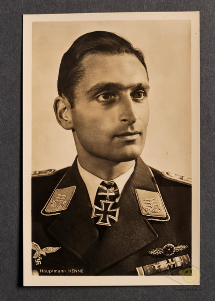 German WWII Postcard of Knights Cross Recipient Fedldwebel Erich Schus ...