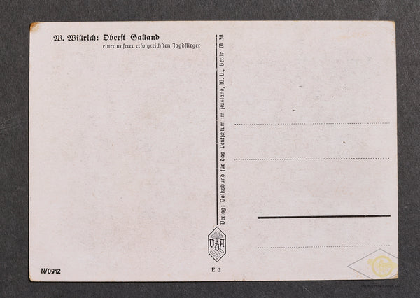 German WWII Postcard of a Sketch of Knights Cross Recipient Oberst Ado ...